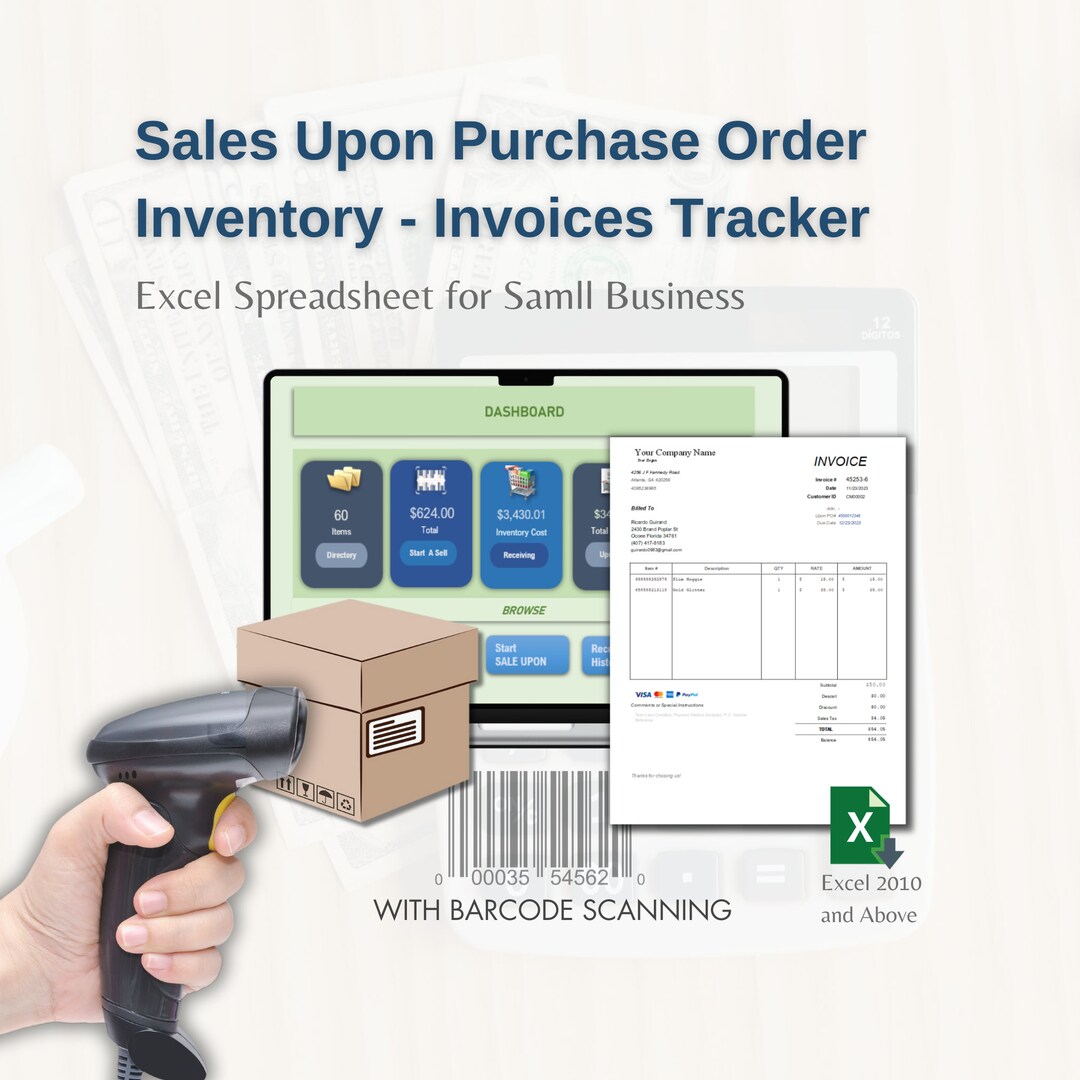 Barcode Inventory Tracker, Sales & Invoice Excel Template, Invoicing ...