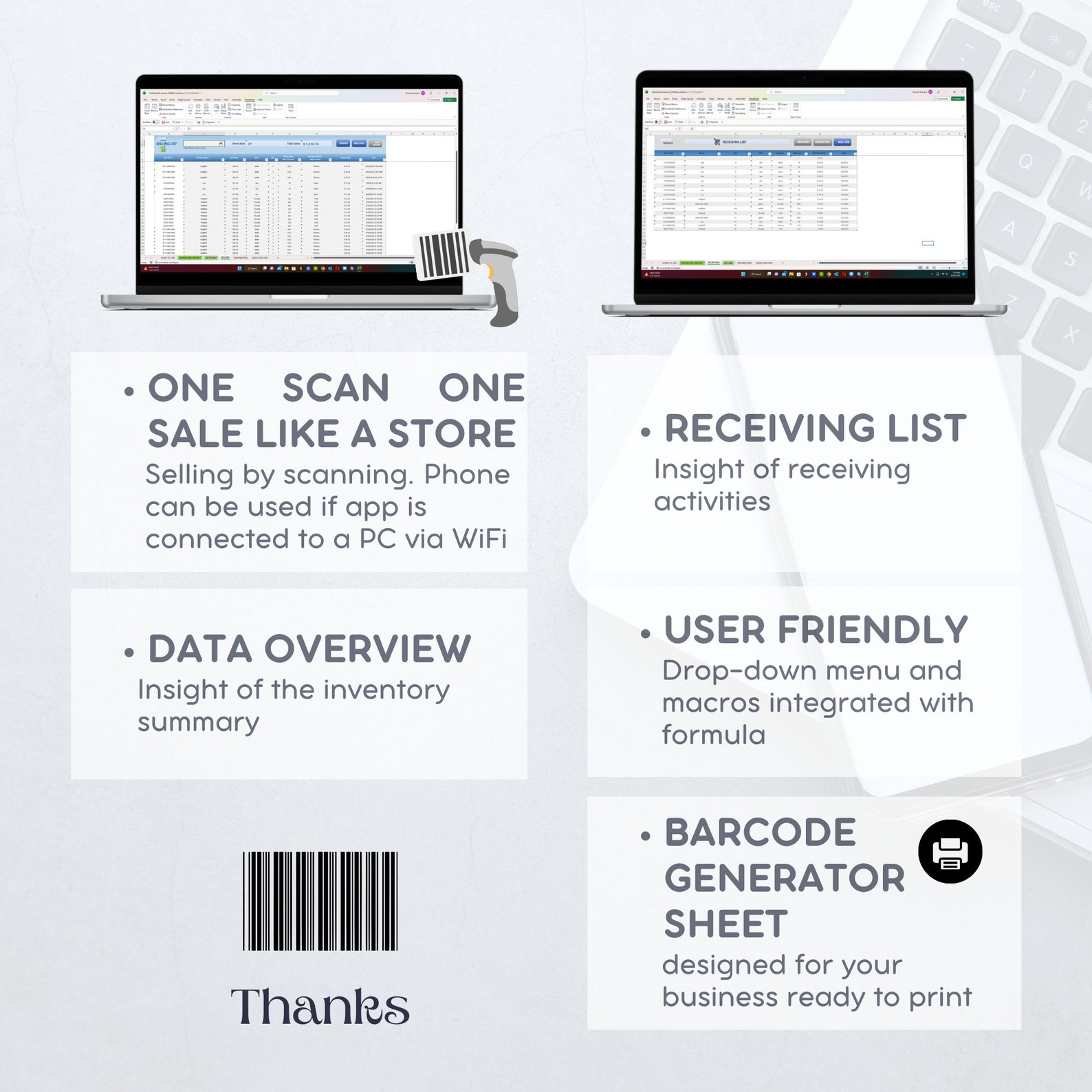 Inventory Tracker Spreadsheet: Barcode Sales, Parts Shop Management ...