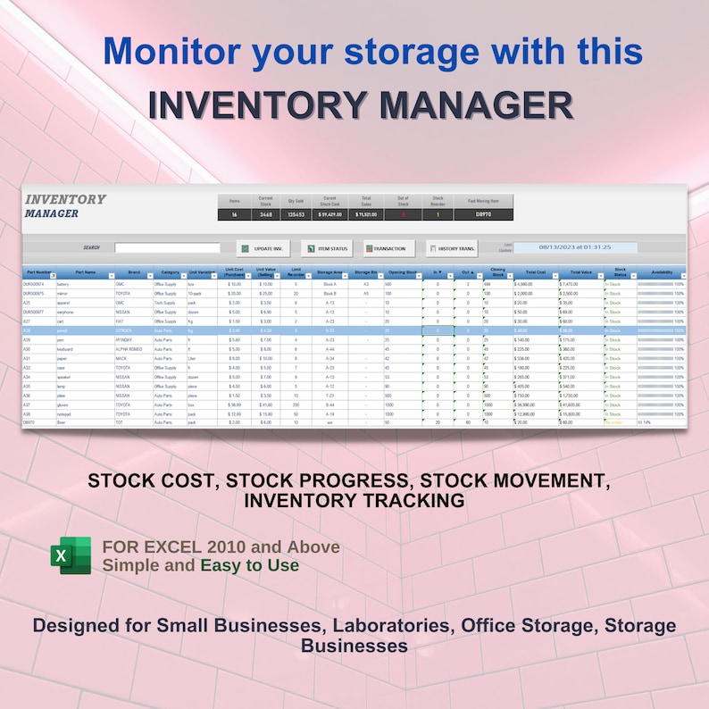 Small Business Inventory Tracker: Excel Spreadsheet Template - Etsy