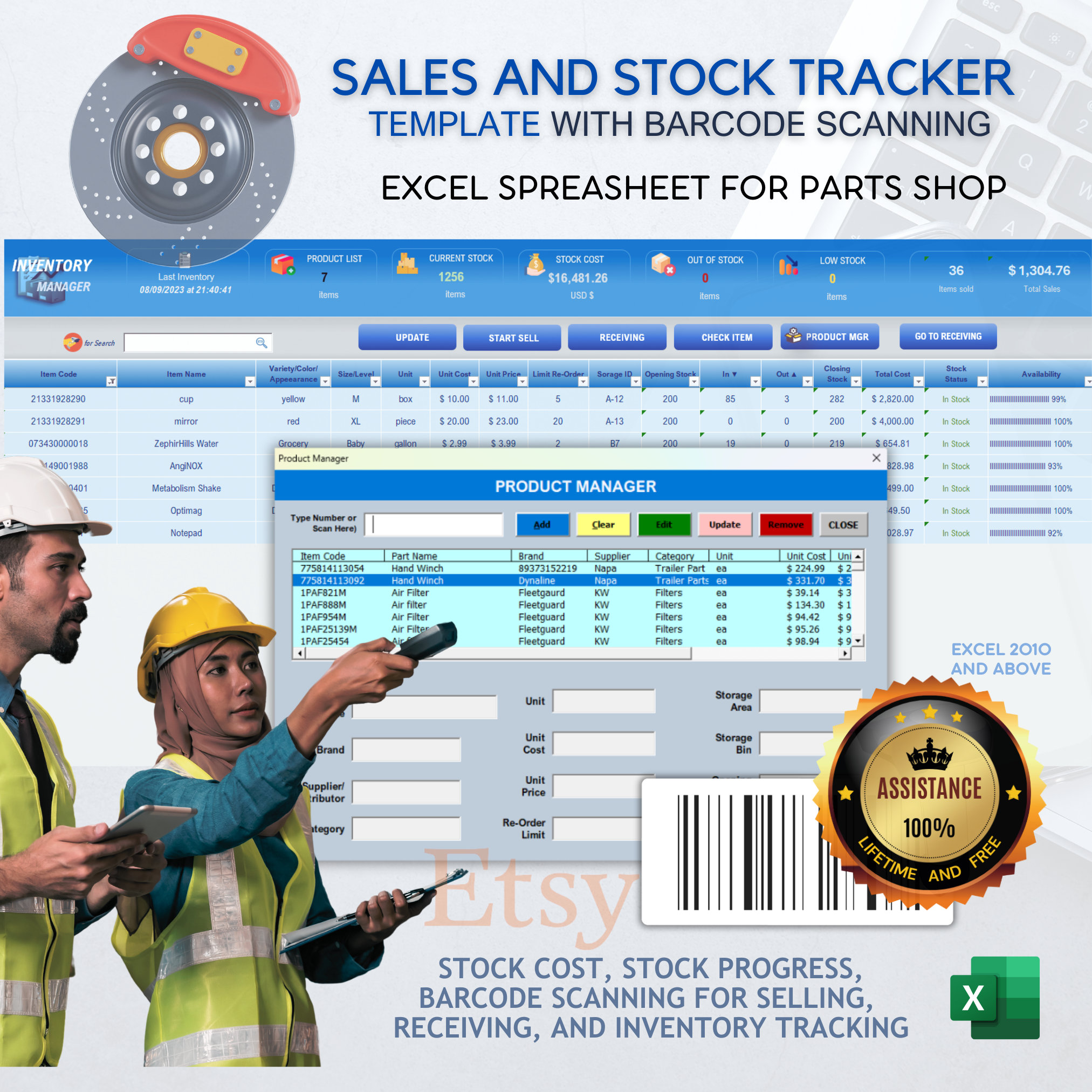 Inventory Tracker Spreadsheet: Barcode Sales, Parts Shop Management ...