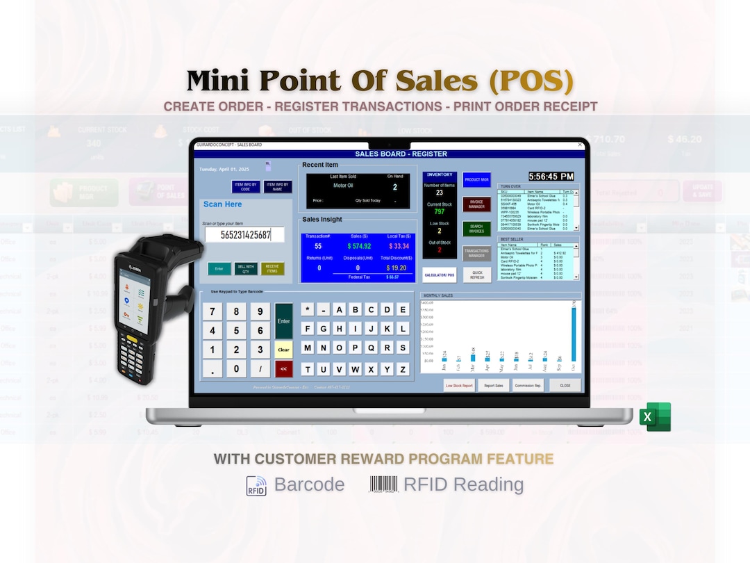 Excel Inventory Sales System: Barcode & RFID Mini POS (digital Download ...