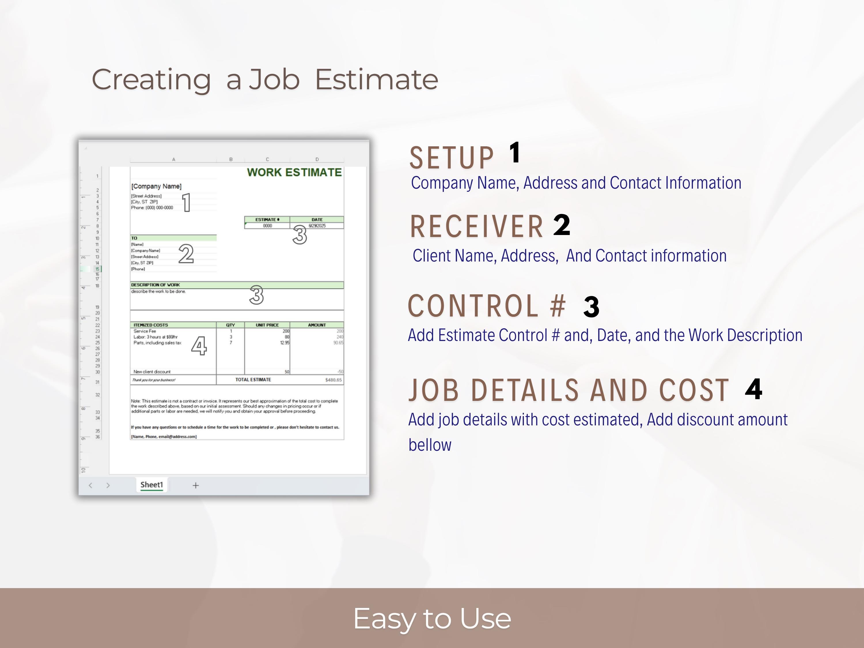 Editable Job Estimate Template: Customizable Quote Form (PDF, Word ...