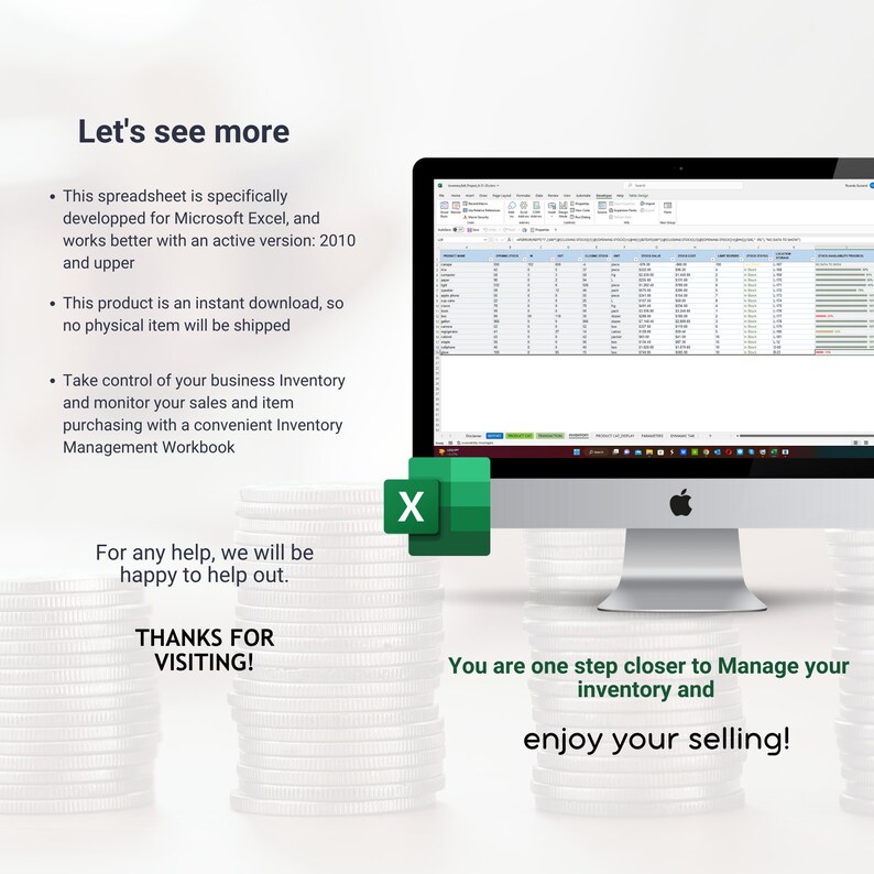 Stock Inventory Spreadsheet Template: Small Business Sales Manager (MS ...