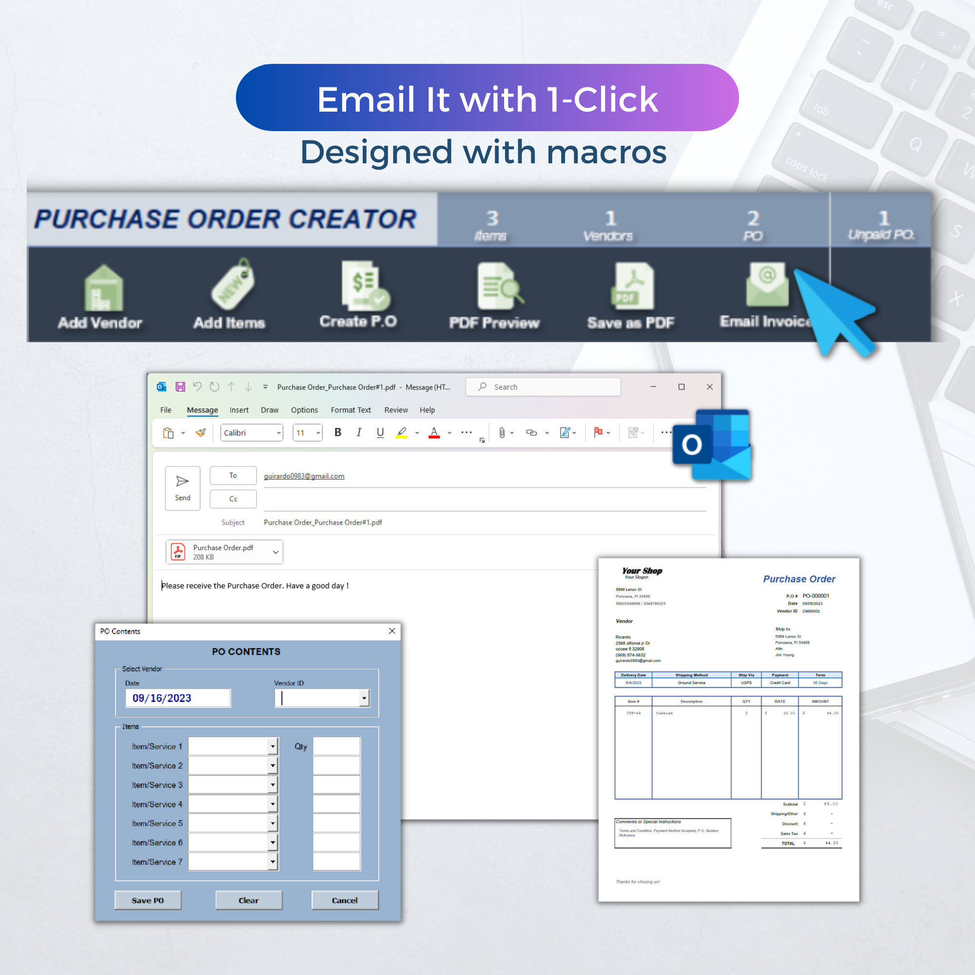 Purchase Order Tracker Spreadsheet | Purchase Order Creator | Purchase ...