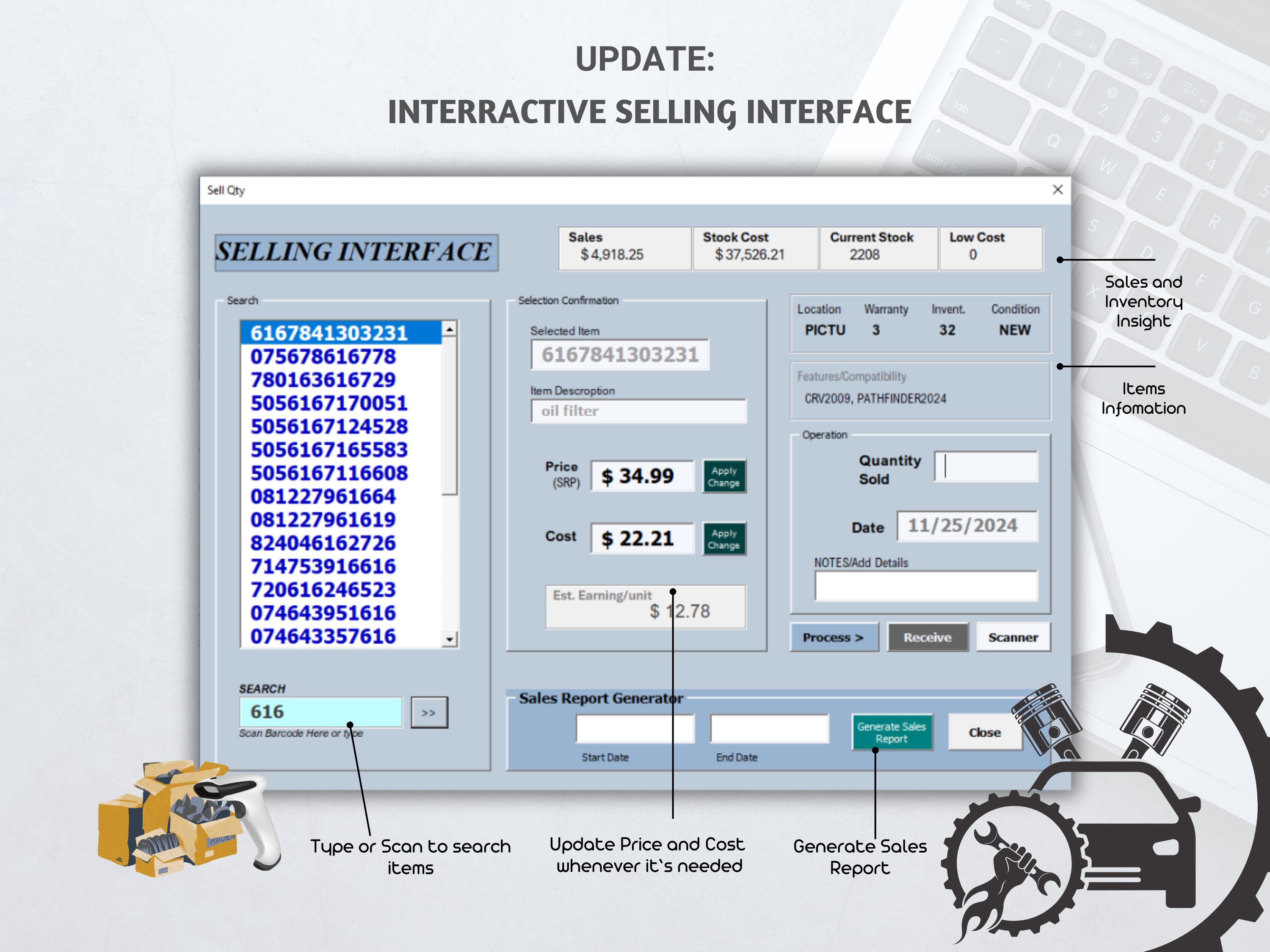 Inventory Tracker Spreadsheet: Barcode Sales, Parts Shop Management ...