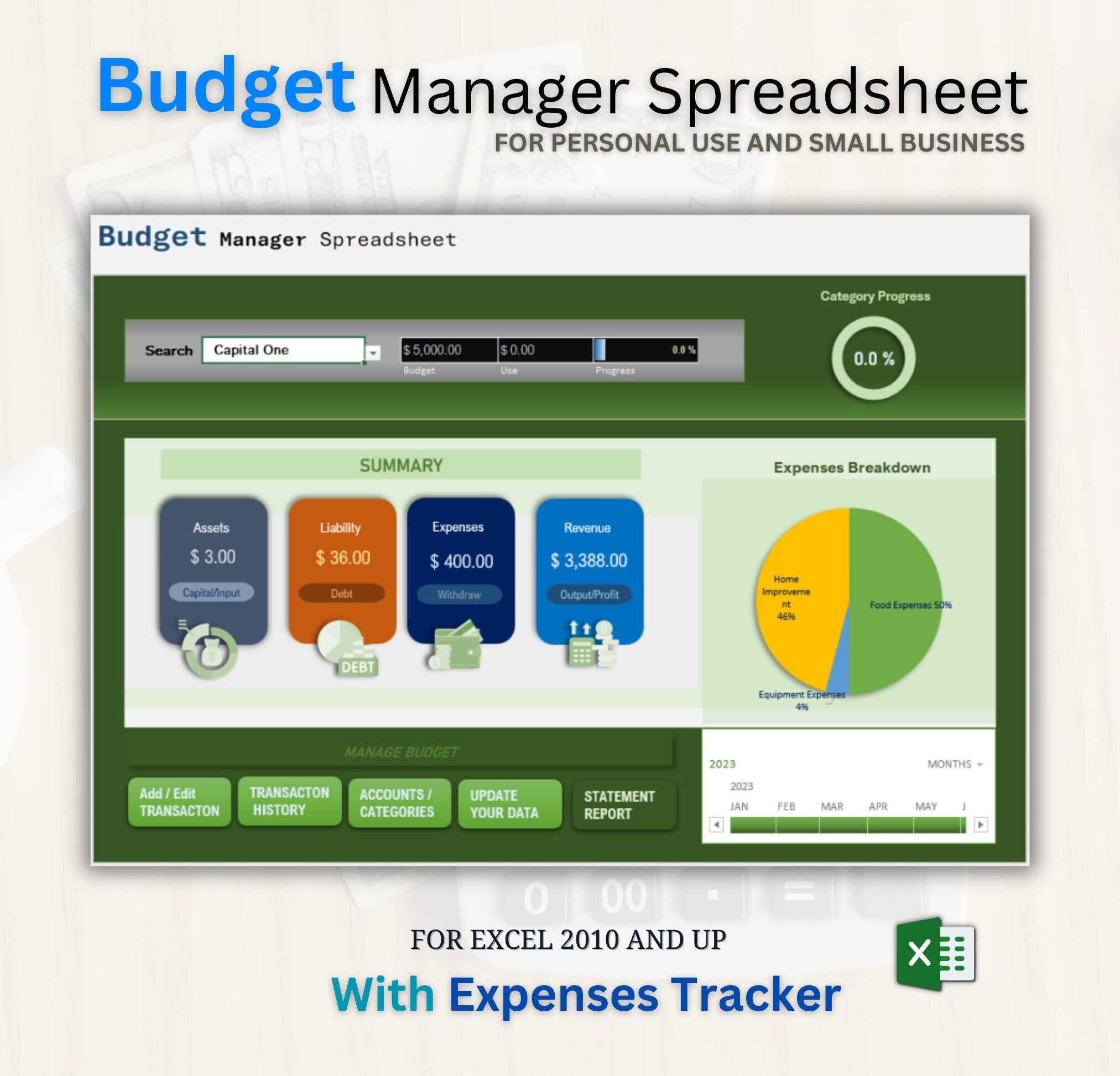 Monthly Budget Spreadsheet Excel Budget Template for Small Business ...