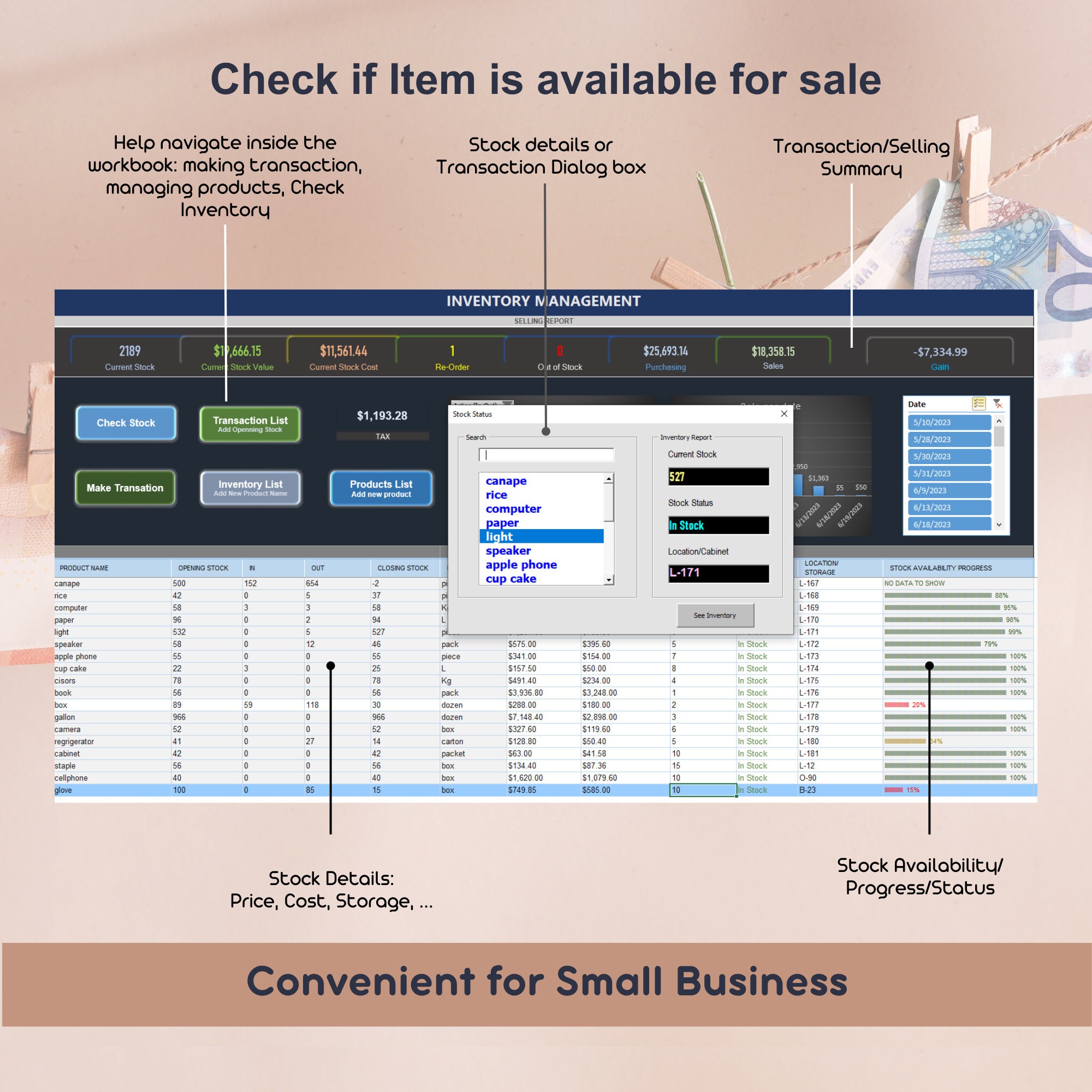 Stock Inventory Spreadsheet Template Inventory Tracker Designed Sales ...