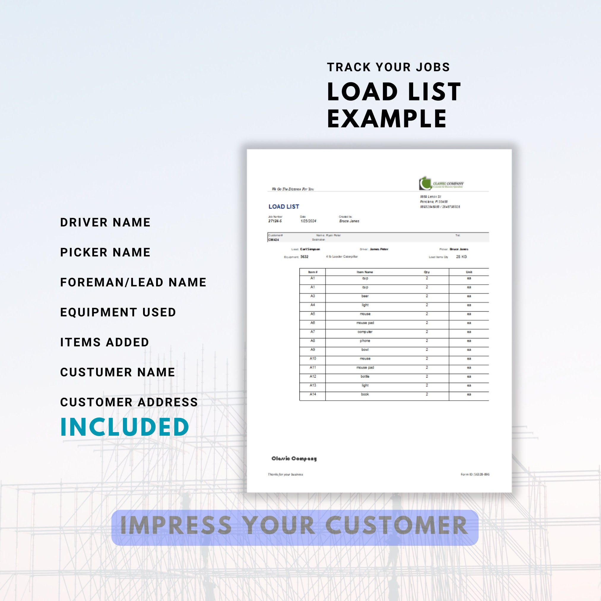 Equipment Manager, Excel Inventory Tracker, Load Manager for Masonry ...