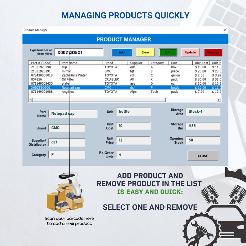 Inventory Tracker Spreadsheet: Barcode Sales, Parts Shop Management ...