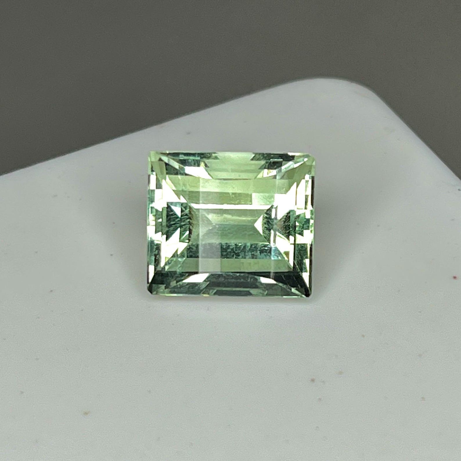 Rare Pixel Cut Green Amethyst | 8.20 Ct Custom Faceted Stone | 12.2x10 ...