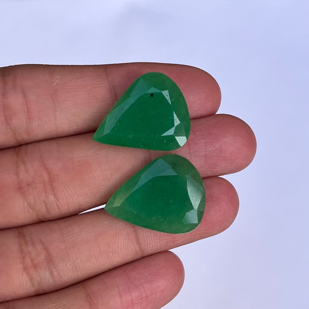 Colombian Emerald Pair, 35.15 Carat Extremely Rare Size Colombian Pair ...