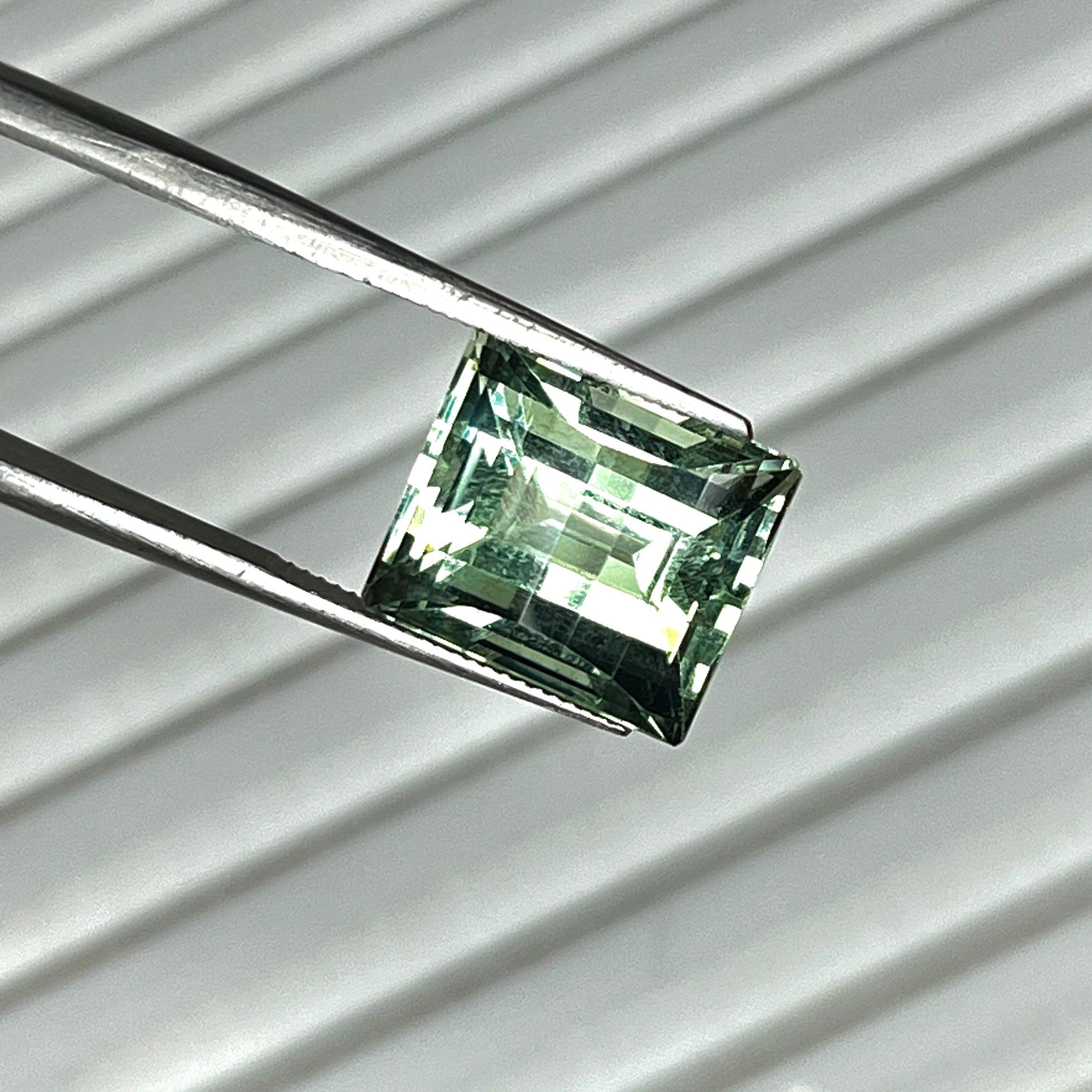 Rare Pixel Cut Green Amethyst | 8.20 Ct Custom Faceted Stone | 12.2x10 ...