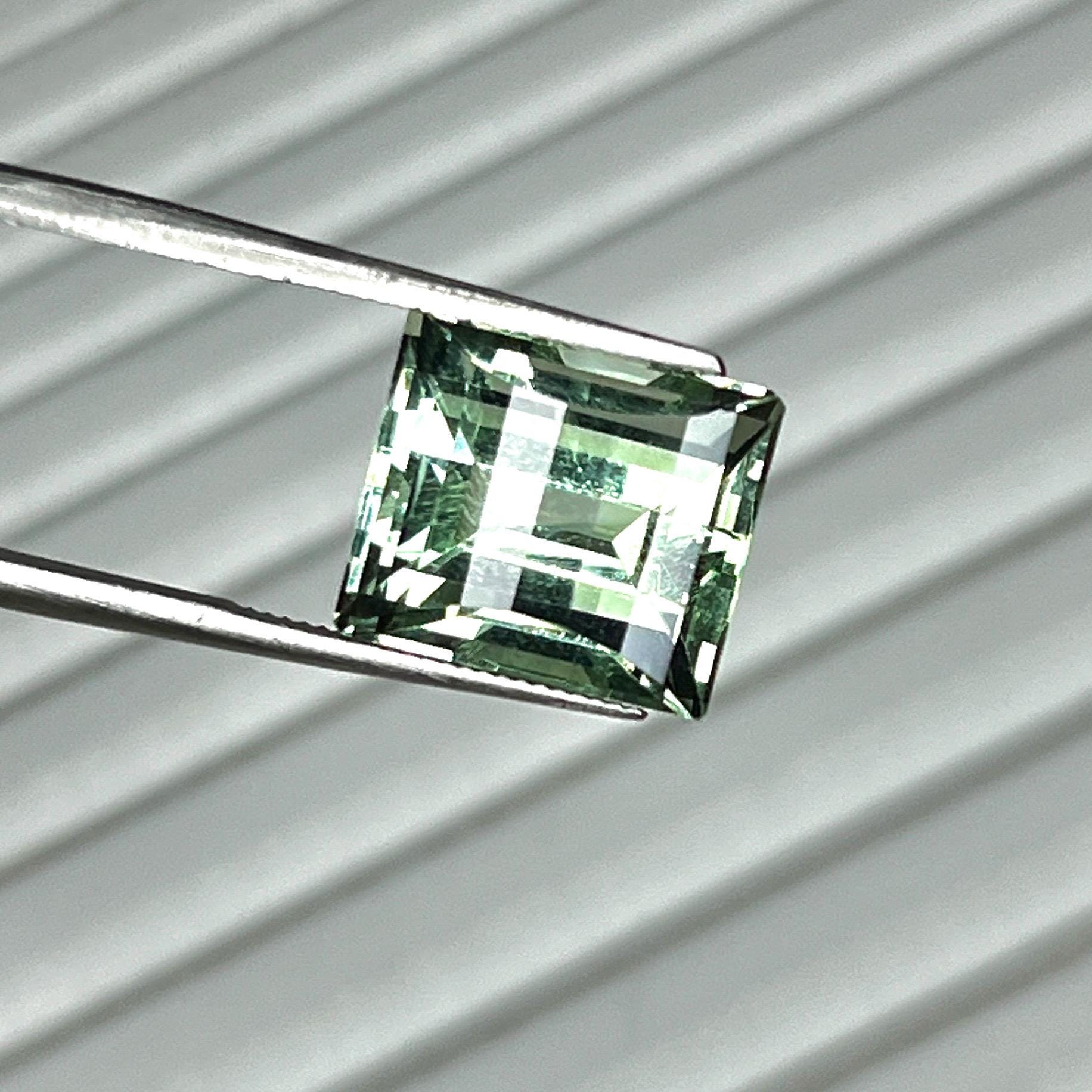 Rare Pixel Cut Green Amethyst | 8.20 Ct Custom Faceted Stone | 12.2x10 ...