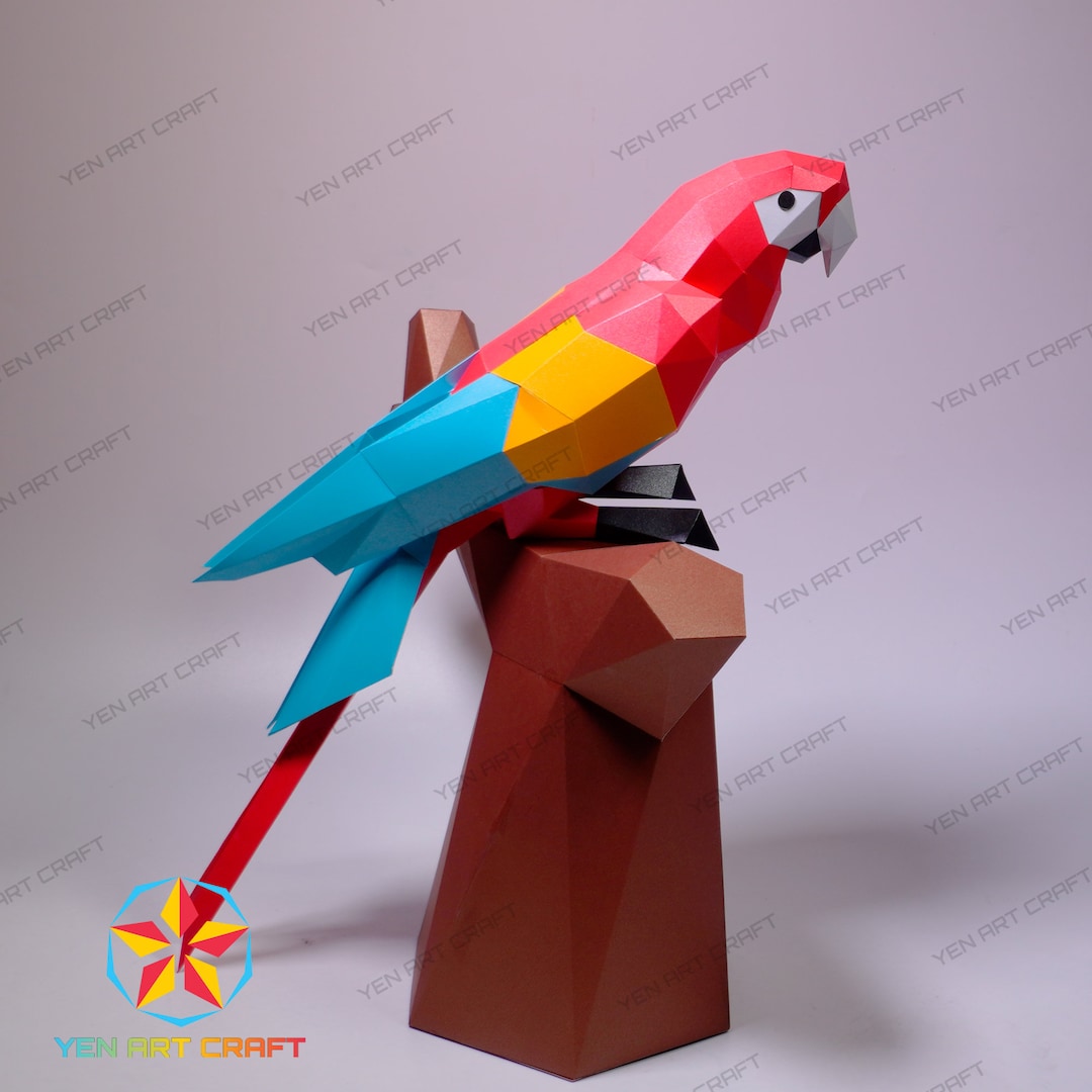 DIY Papercraft Parrot, Macaw PDF, SVG Template, 3D Macaw Paper Craft ...