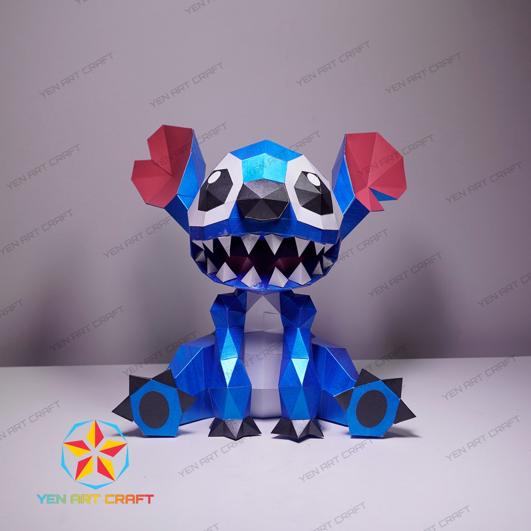 Papercraft Stitch PDF SVG Template for Cricut Projects - Stitch Low ...