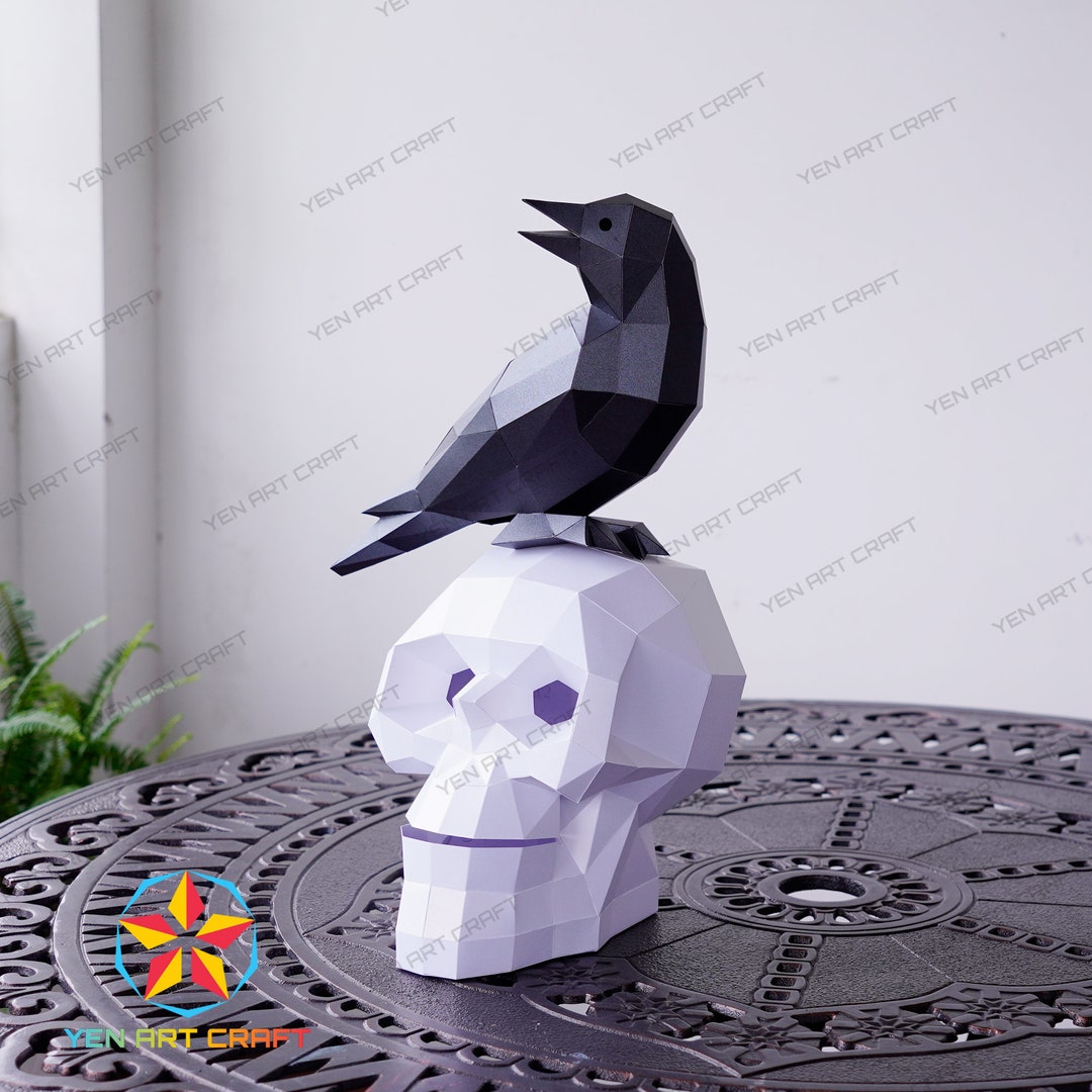 Papercraft Raven and Skull PDF, SVG Template for Cricut Project - DIY ...