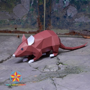 Papercraft Rat PDF, SVG Template for Cricut Project - DIY Rat Paper ...