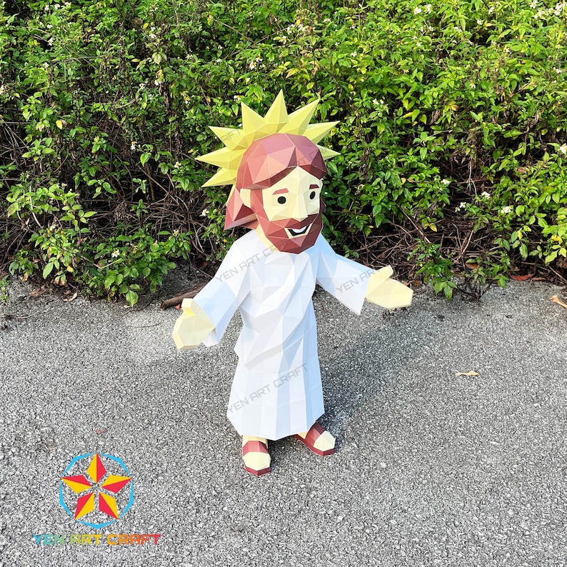 Risen Jesus Papercraft Template: Diy Low Poly Risen Jesus, 3D Paper ...