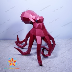 Papercraft Octopus PDF, SVG Template for Cricut Project - DIY Octopus ...
