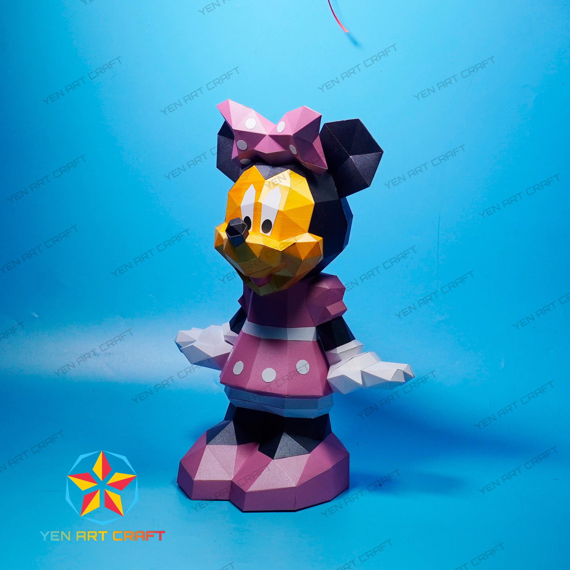 3D Papercraft Minnie Mouse PDF, SVG Template, 3D Minnie Mouse Paper ...