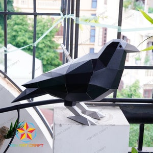 Papercraft Raven PDF, SVG Template for Cricut Project - DIY Raven Paper ...