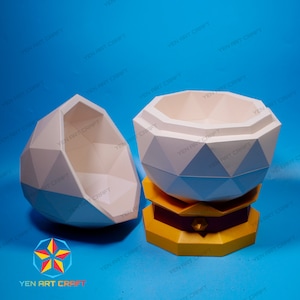 Lucky Easter Egg Papercraft PDF, SVG Template - 3D Egg Low Poly ...