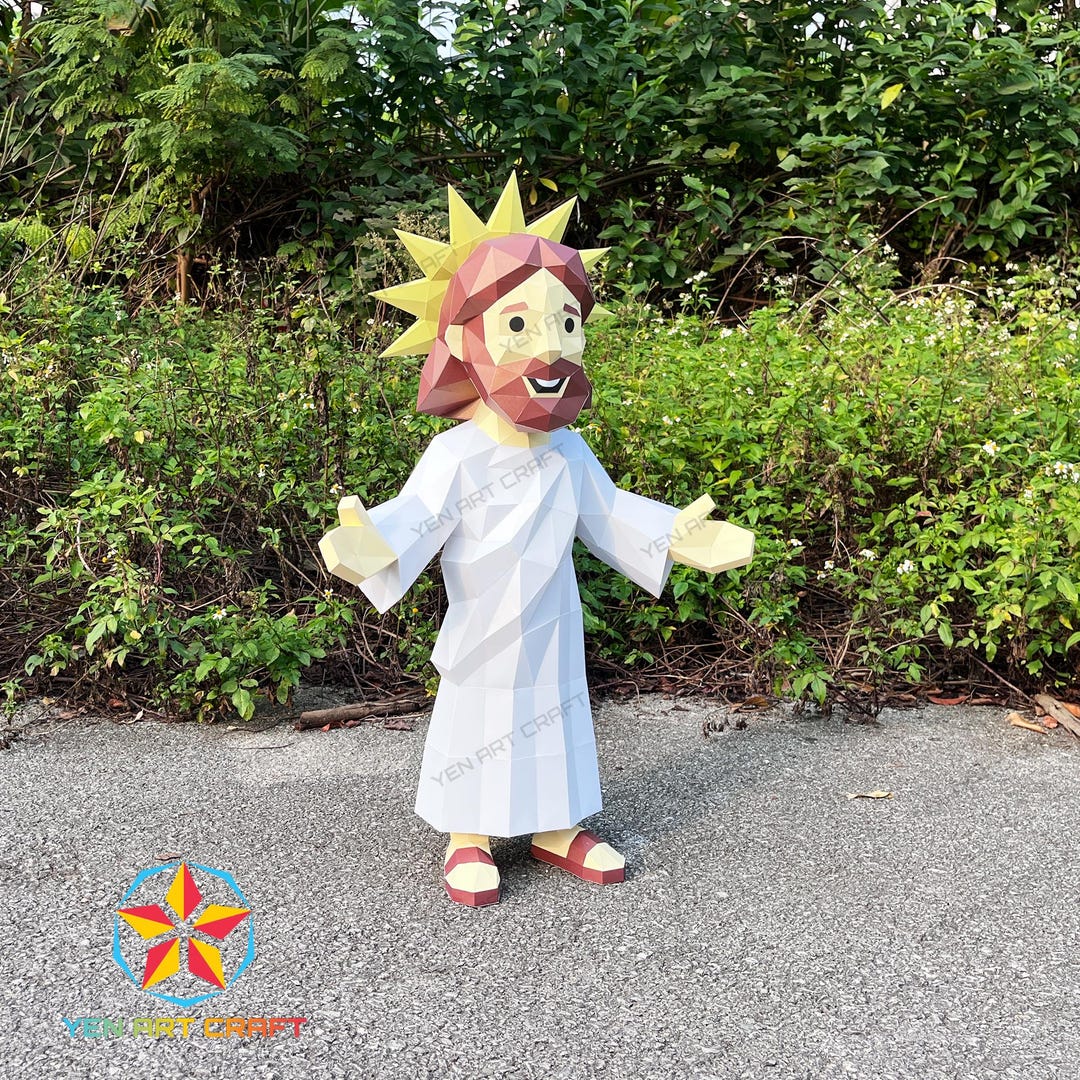 Risen Jesus Papercraft Template: Diy Low Poly Risen Jesus, 3D Paper ...