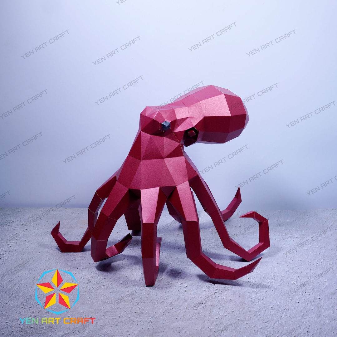 Papercraft Octopus PDF, SVG Template for Cricut Project - DIY Octopus ...