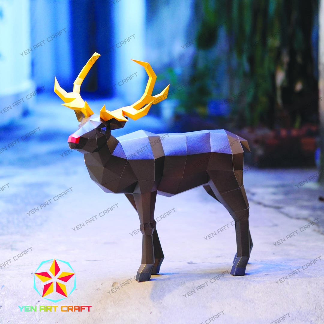 Papercraft Rudolph Reindeer PDF, SVG Template for Cricut Project - DIY ...