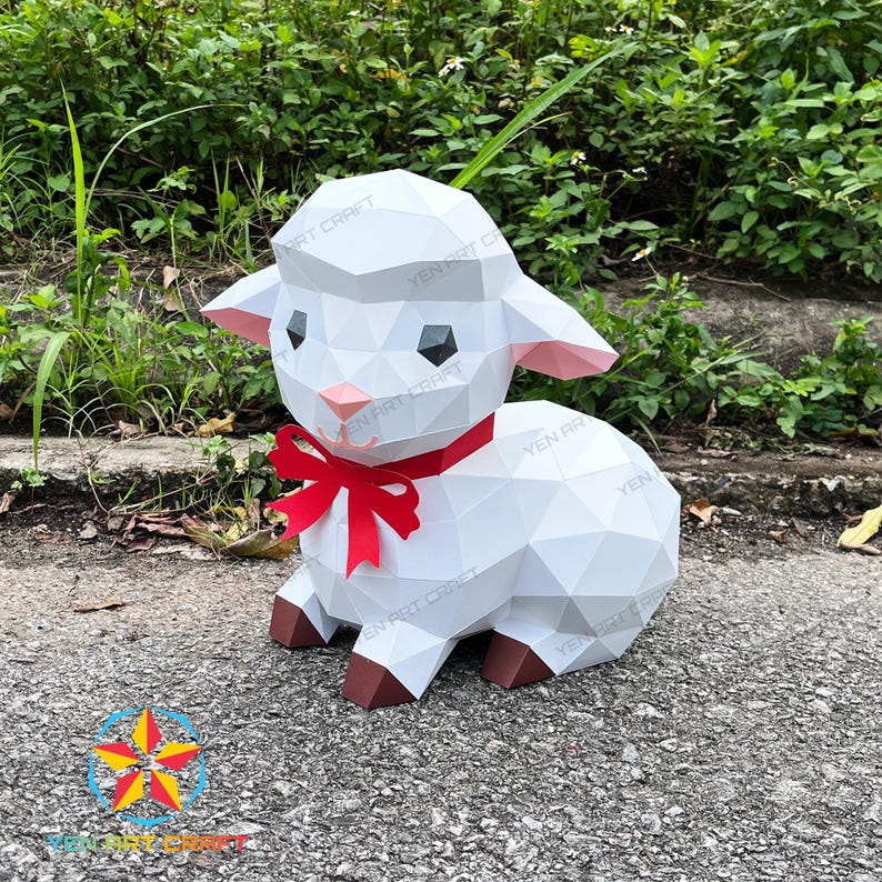 Cute Lamb Papercraft Template: Diy Low Poly Lamb, 3D Paper Model, Home ...