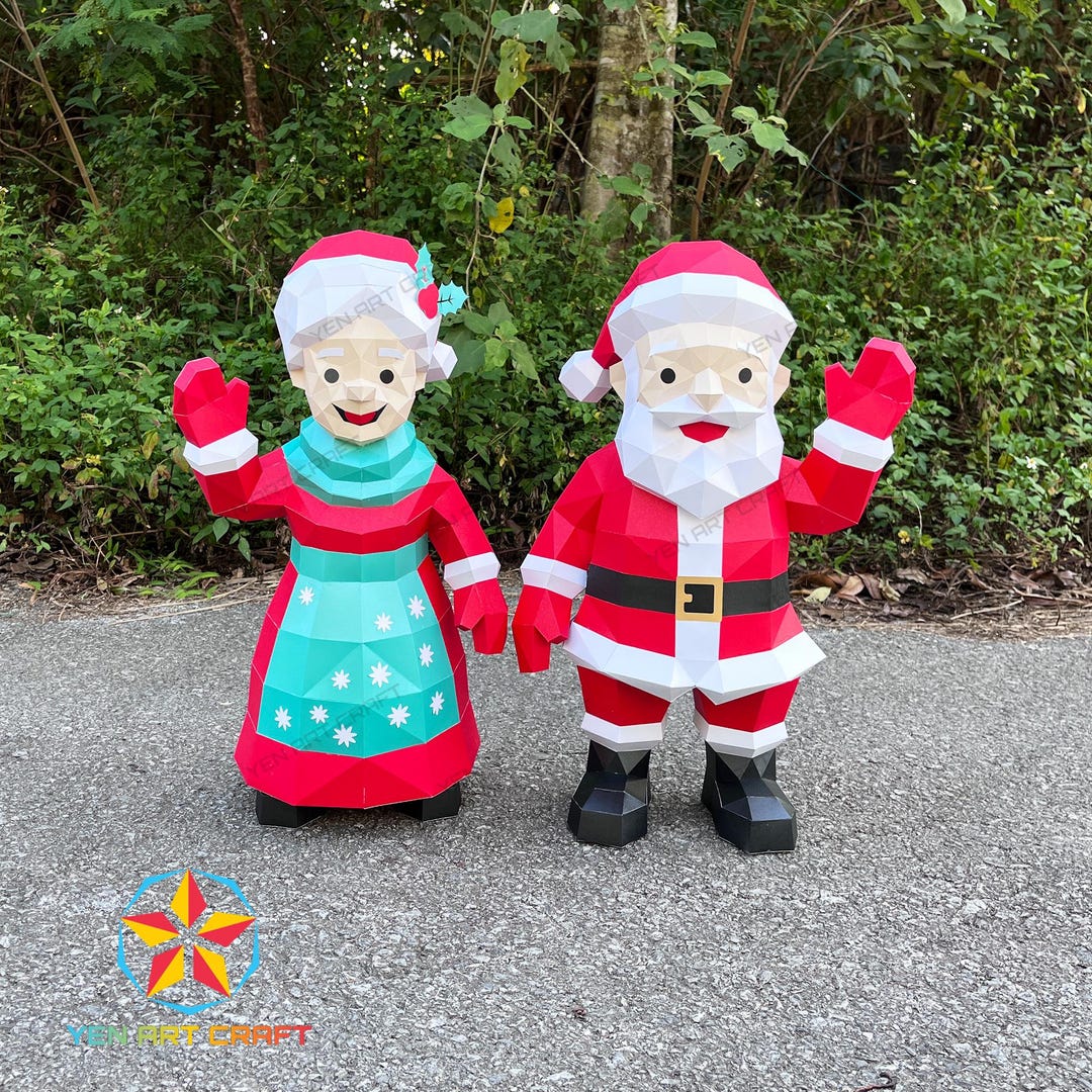 Set 2 Santa Claus and Mrs Claus Papercraft SVG, Studio, PDF Template ...