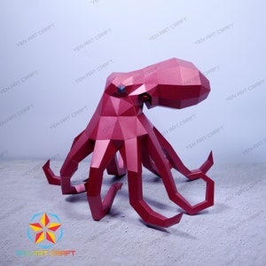 Papercraft Octopus PDF, SVG Template for Cricut Project - DIY Octopus ...