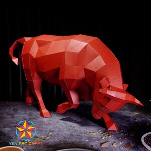 Papercraft Bull PDF, SVG Template for Cricut Project - DIY Bull Paper ...