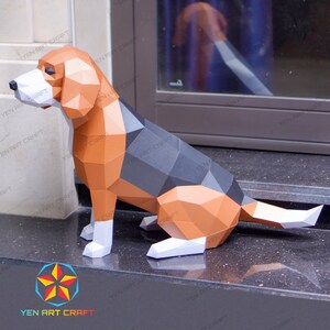 Papercraft Beagle PDF, SVG Template for Cricut Project - DIY Beagle ...
