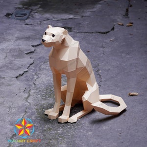 Papercraft Cheetah PDF, SVG Template for Cricut Project - DIY Cheetah ...