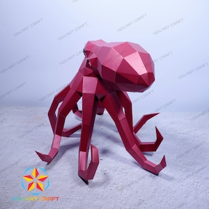 Papercraft Octopus PDF, SVG Template for Cricut Project - DIY Octopus ...