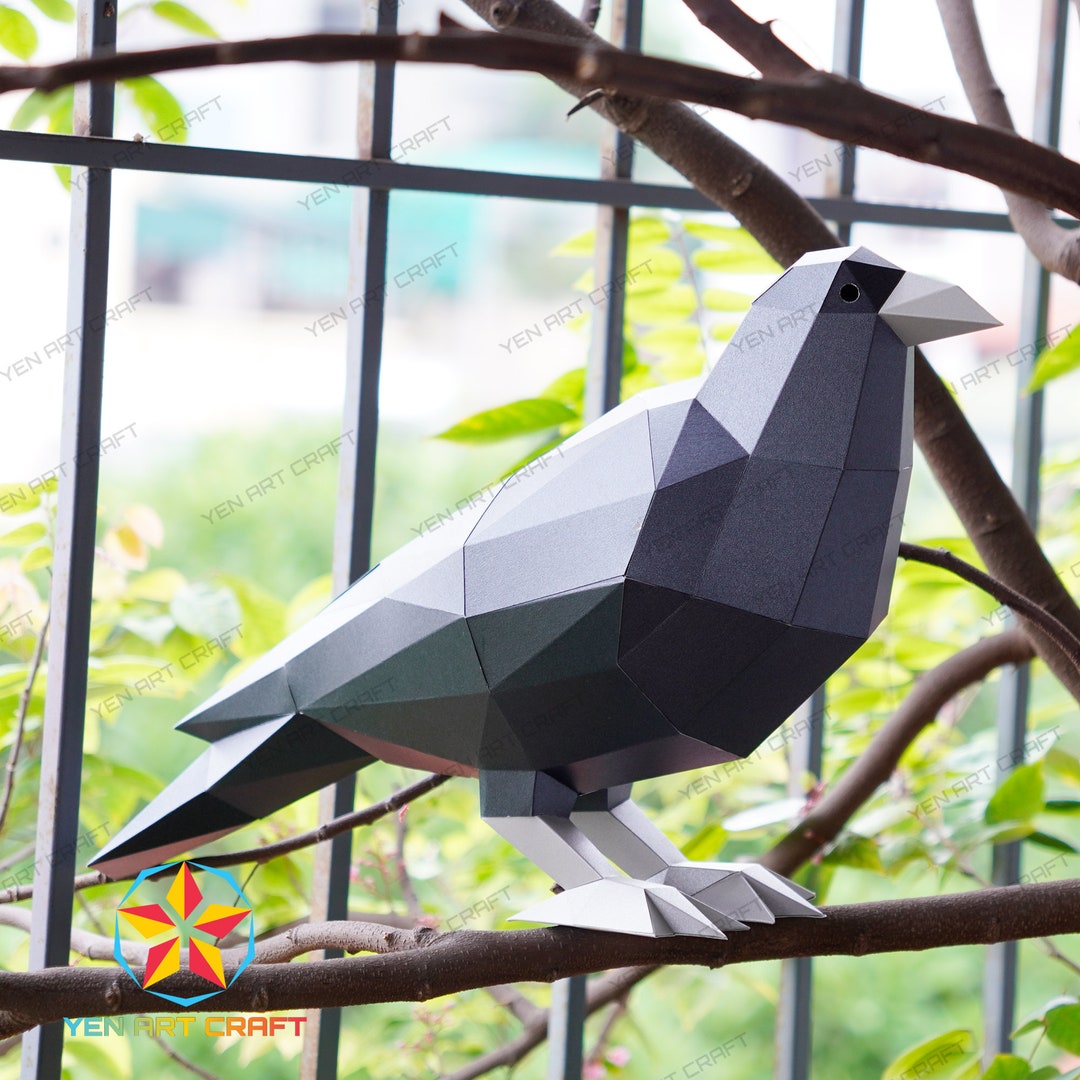 Papercraft Raven PDF, SVG Template for Cricut Project - DIY Raven Paper ...