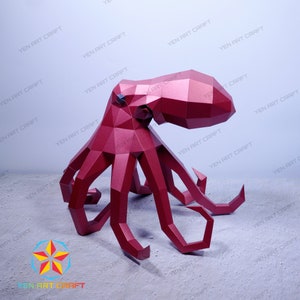 Papercraft Octopus PDF, SVG Template for Cricut Project - DIY Octopus ...