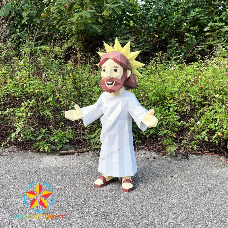 Risen Jesus Papercraft Template: Diy Low Poly Risen Jesus, 3D Paper ...