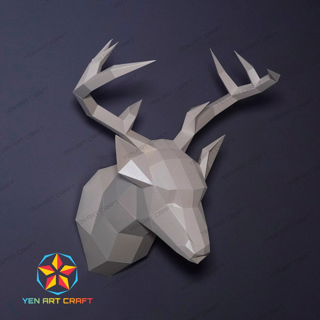 Papercraft Deer Head PDF for Printer, SVG Template for Cricut Projects ...