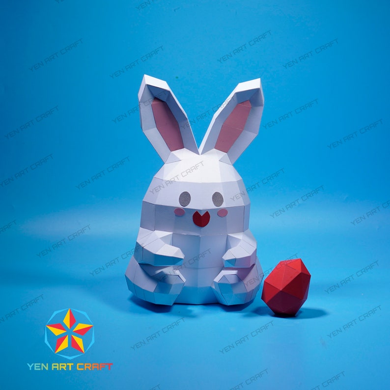 3D Bunny Easter Eggs - Cute Rabbit Papercraft PDF Printable - SVG for ...