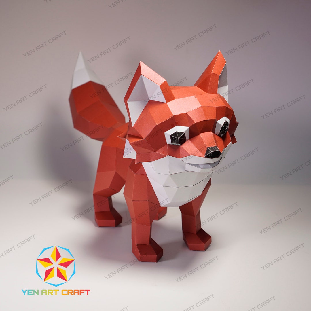 3D Fox Papercraft PDF SVG Template for Creating 3D Fox Paper Craft, Diy ...