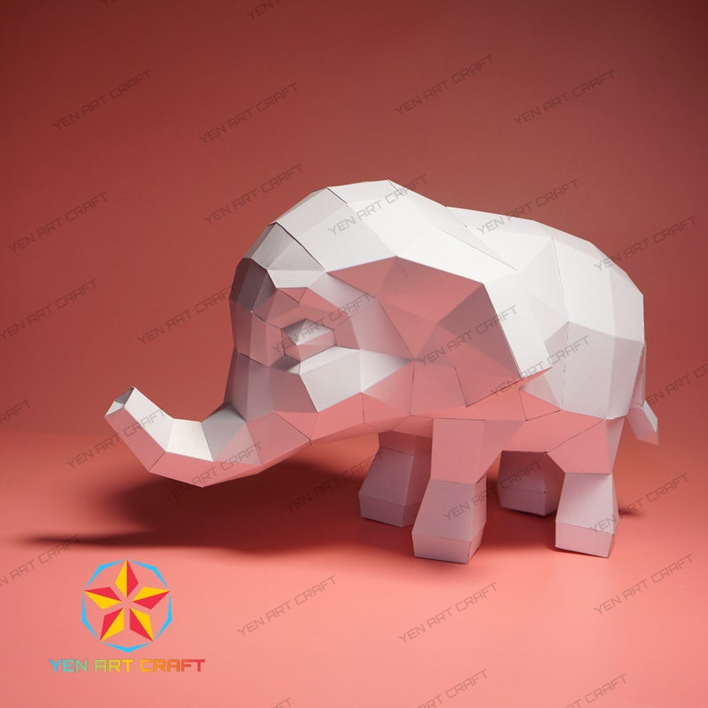 Elephant Papercraft PDF SVG Template for Creating 3D Elephant Paper ...
