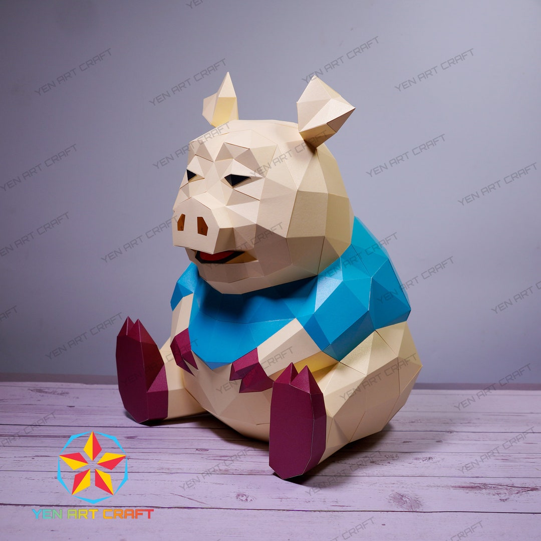 Papercraft Pig PDF, SVG Template for Cricut Project - DIY Pig Paper ...