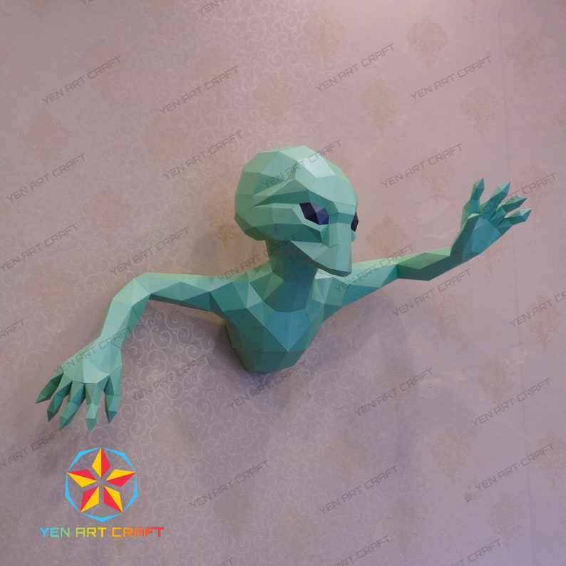 3D Papercraft Alien PDF SVG Template 3D Alien Paper Craft - Etsy