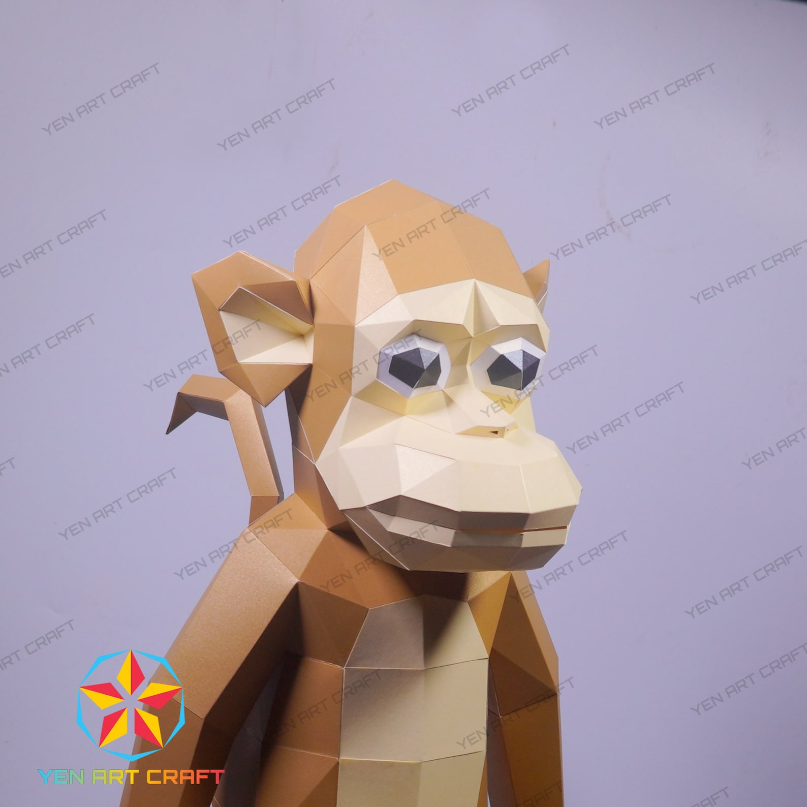 Papercraft Monkey PDF, SVG Template for Cricut Project - DIY Monkey ...