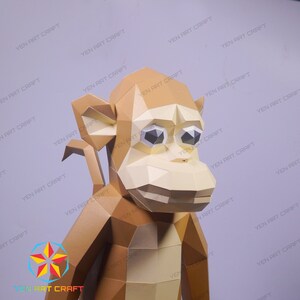 Papercraft Monkey PDF, SVG Template for Cricut Project DIY Monkey Paper Craft, Origami, Low Poly ...