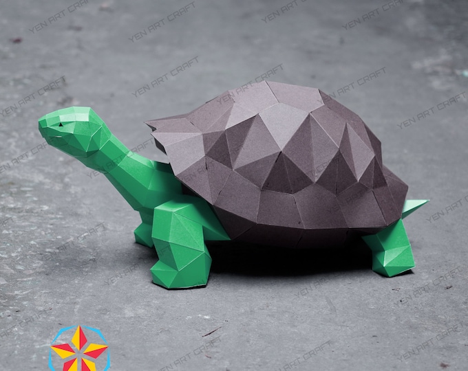 3D Turtle Paper Craft, 3D Paper Craft, Digital Template, Origami, Low ...