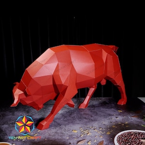 Papercraft Bull PDF, SVG Template for Cricut Project - DIY Bull Paper ...