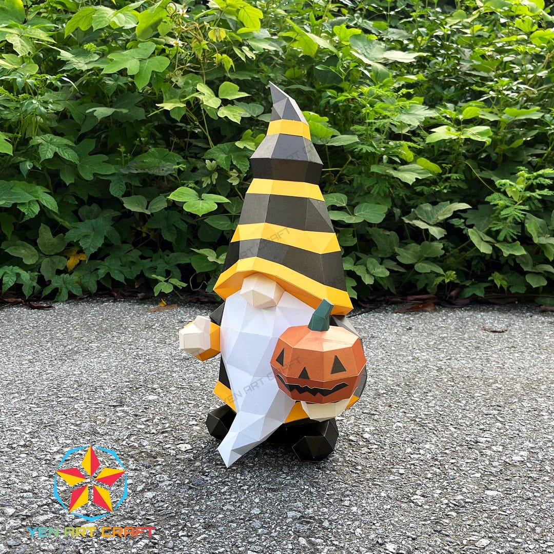 Halloween Gnome Papercraft SVG, Studio, PDF Template for Cricut Project ...